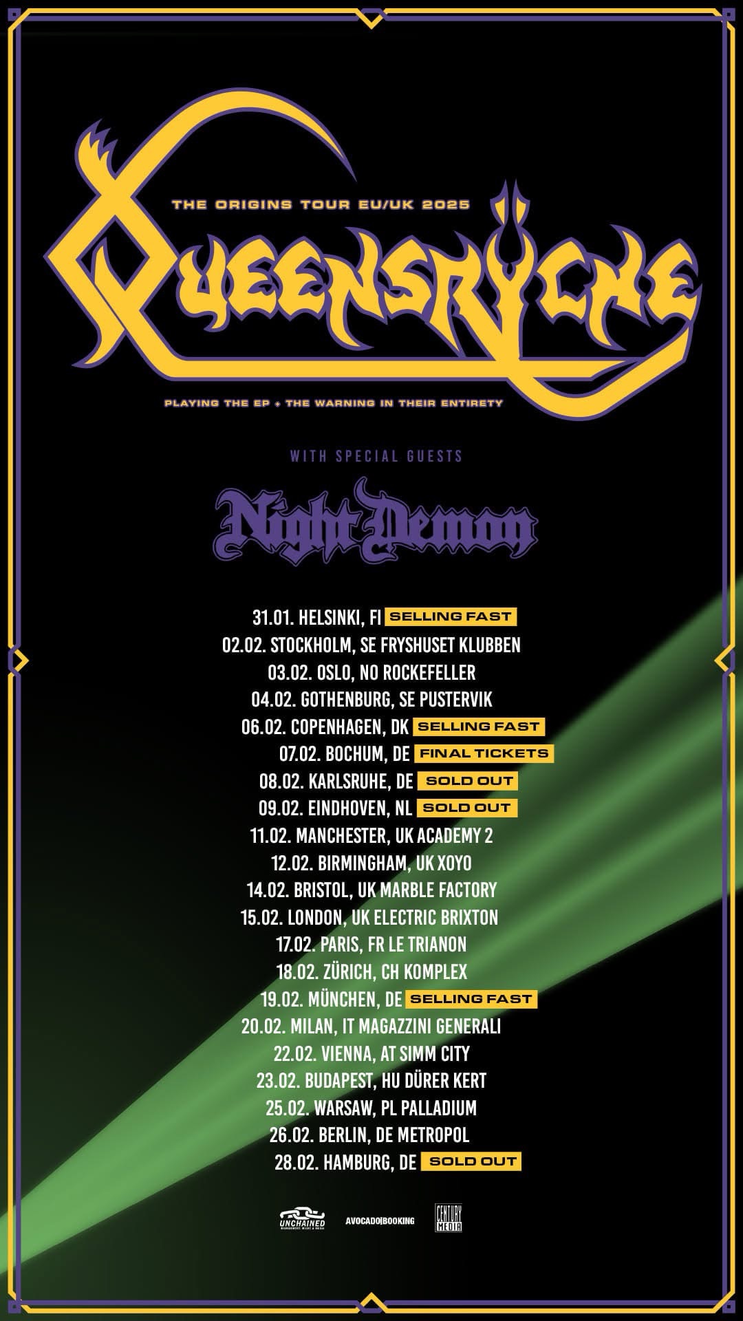 QUEENSRŸCHE – The Origins Tour EU/UK 2025 | Dates, Cities & Venues ...