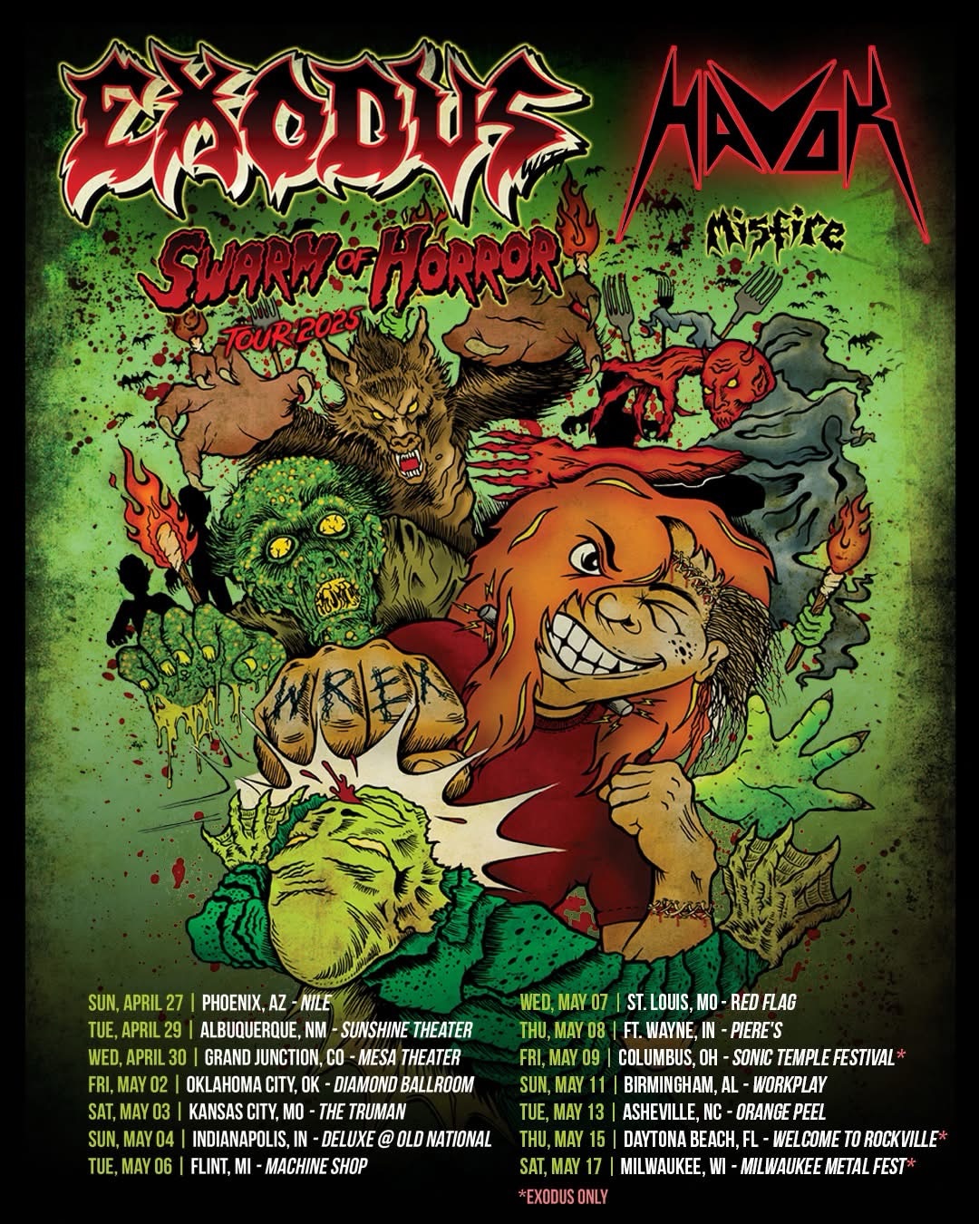 EXODUS – Swarm Of Horror Tour With HAVOK And MISFIRE | Dates, Cities ...