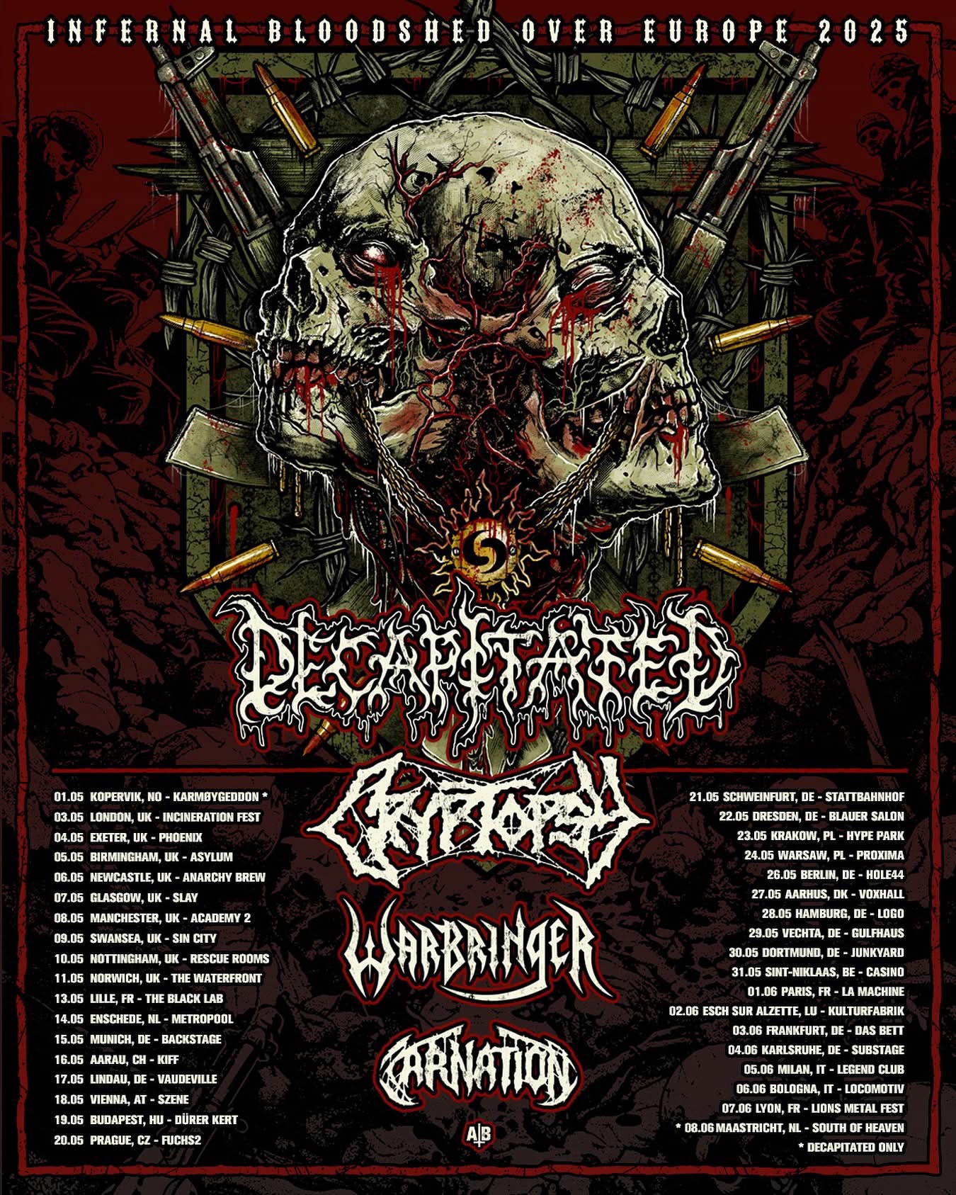DECAPITATED – Infernal Bloodshed Over Europe 2025 | With CRYPTOPSY ...