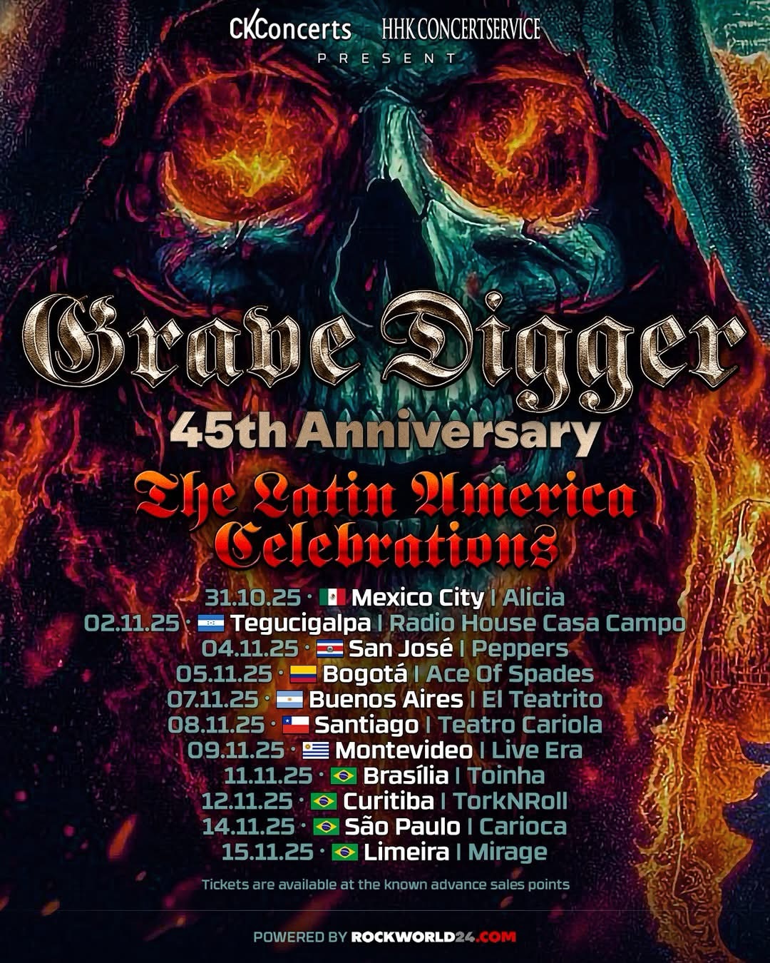 GRAVE DIGGER – 45th Anniversary The Latin America Celebrations | Dates ...