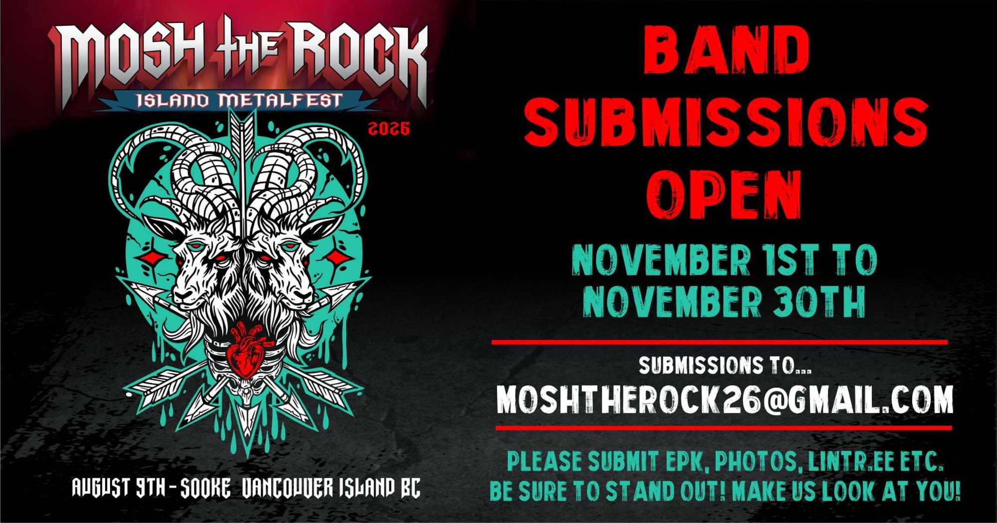 MOSH THE ROCK ISLAND METALFEST 2026 (Sooke, BC) Opens Band Submissions ...