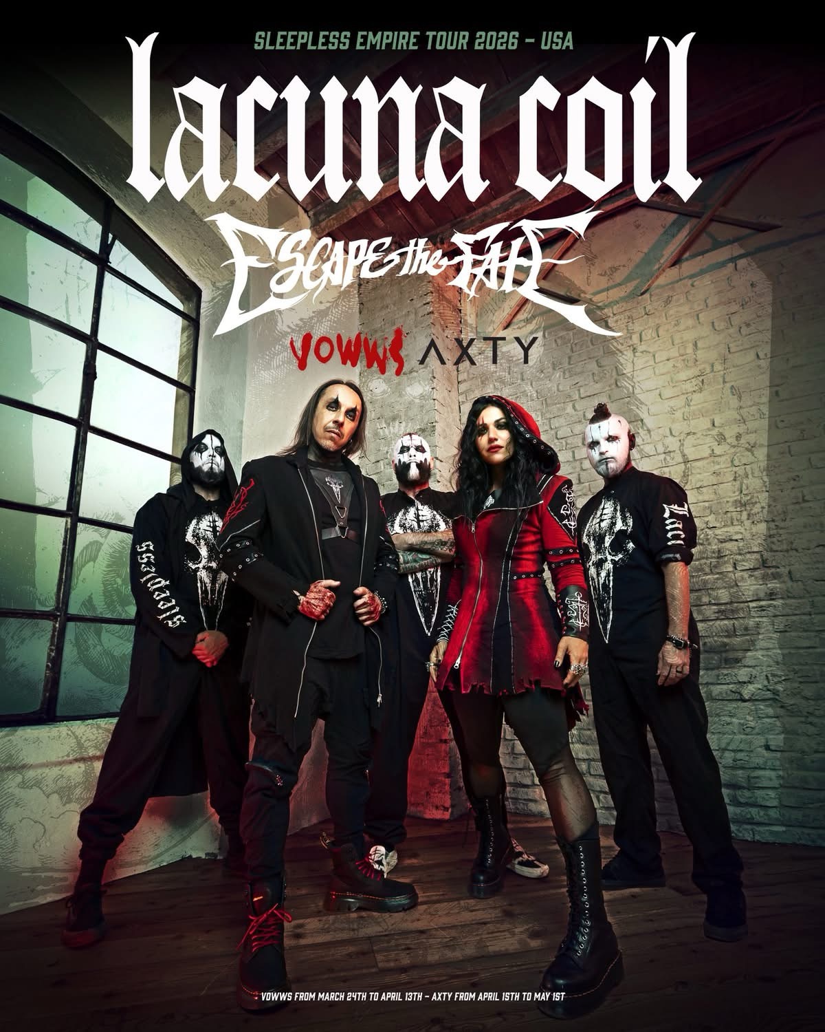 LACUNA COIL – Sleepless Empire Tour 2026 USA | Dates, Cities & Venues ...