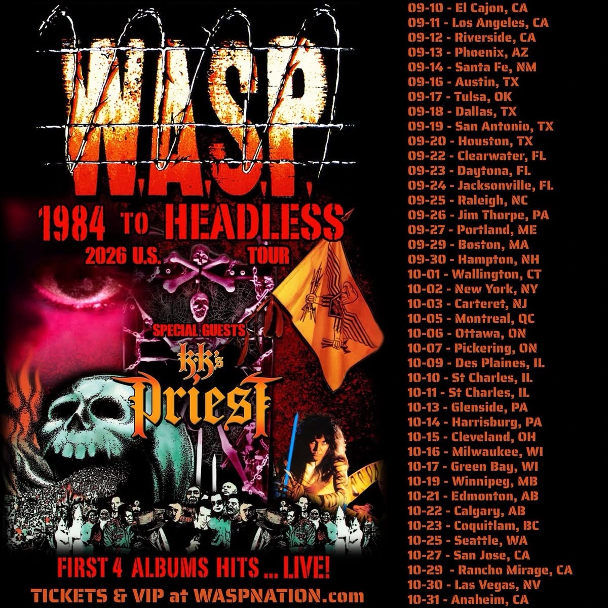 W.A.S.P. 1984 To Headless 2026 U.S. Tour | Special Guests KK’s PRIEST ...