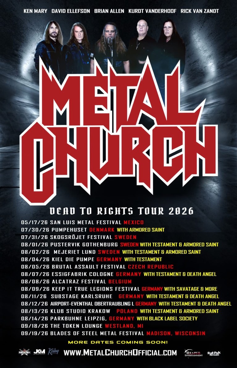 METAL CHURCH – Dead To Rights Tour 2026 | Dates, Countries, Cities ...