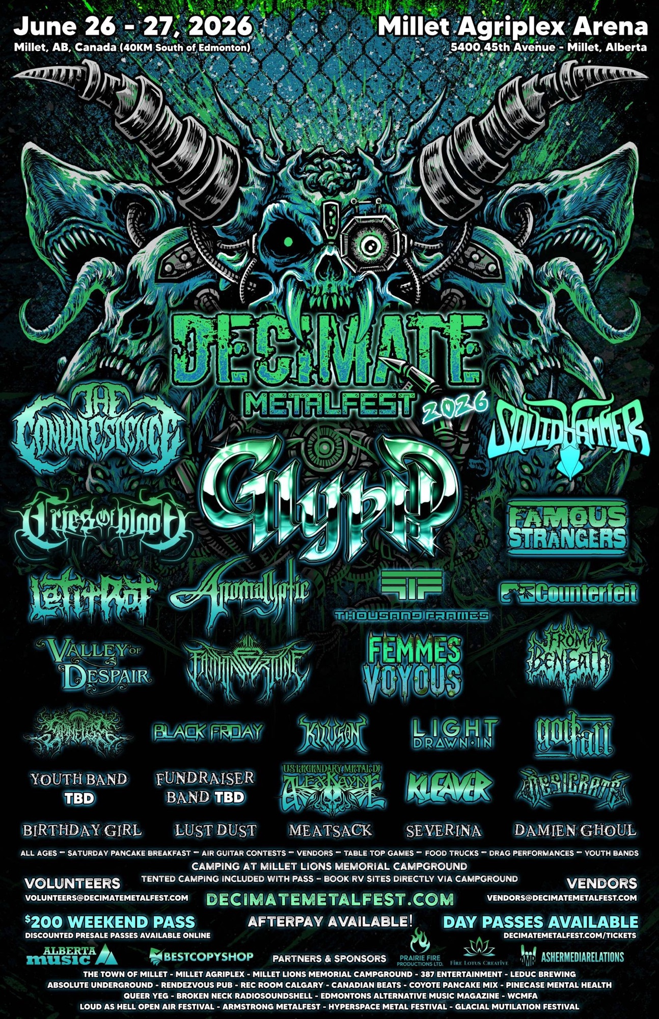 DECIMATE METALFEST (Millet, AB) Announces 2026 Lineup ~ w/ GLYPH, THE ...