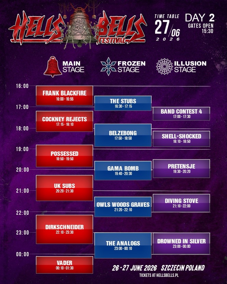HELLS BELLS FESTIVAL: Day Splits & Stage Times Revealed | Metal Odyssey ...